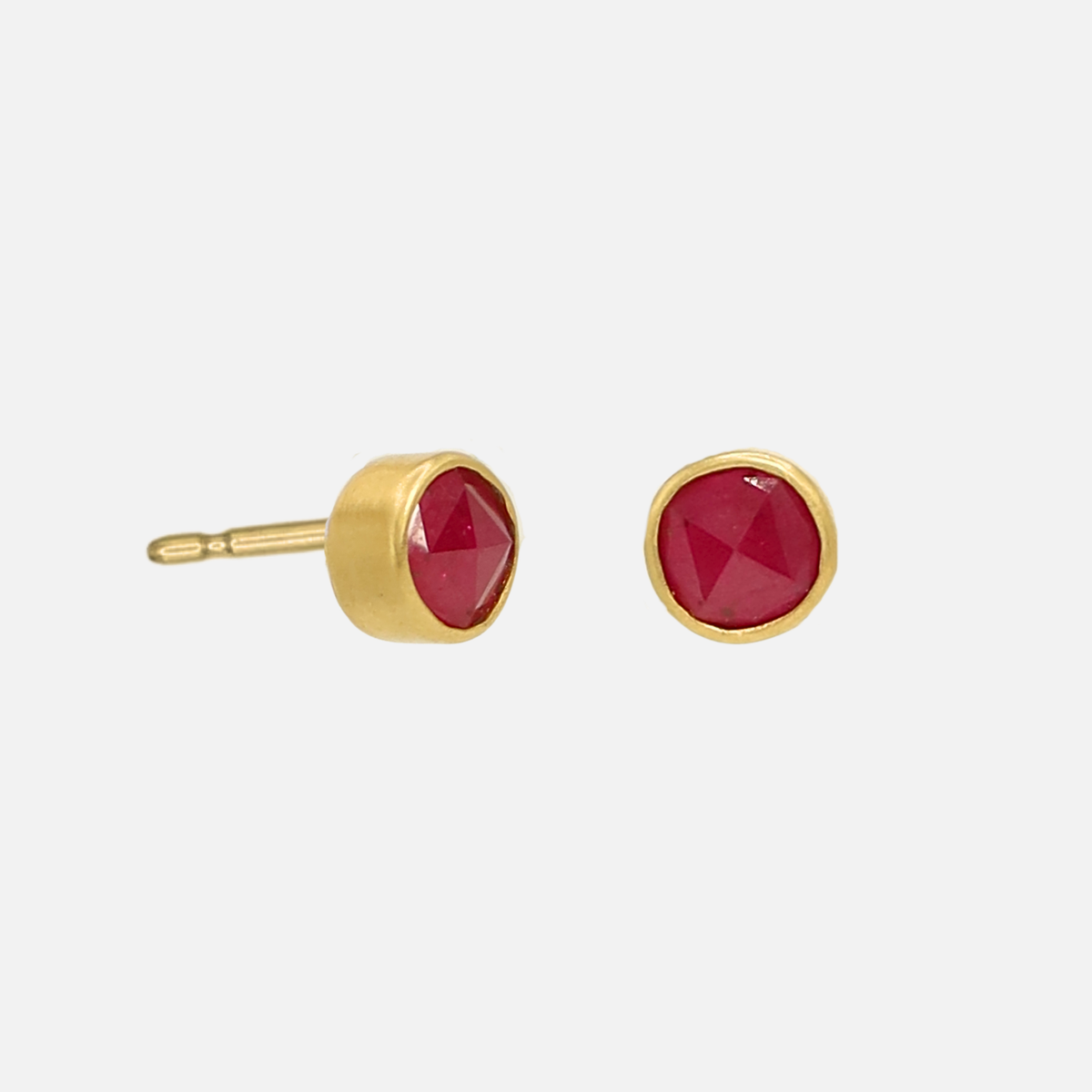 Sedona Rose Cut Ruby Studs in 20K Peach Gold- 5mm – Reinstein Ross