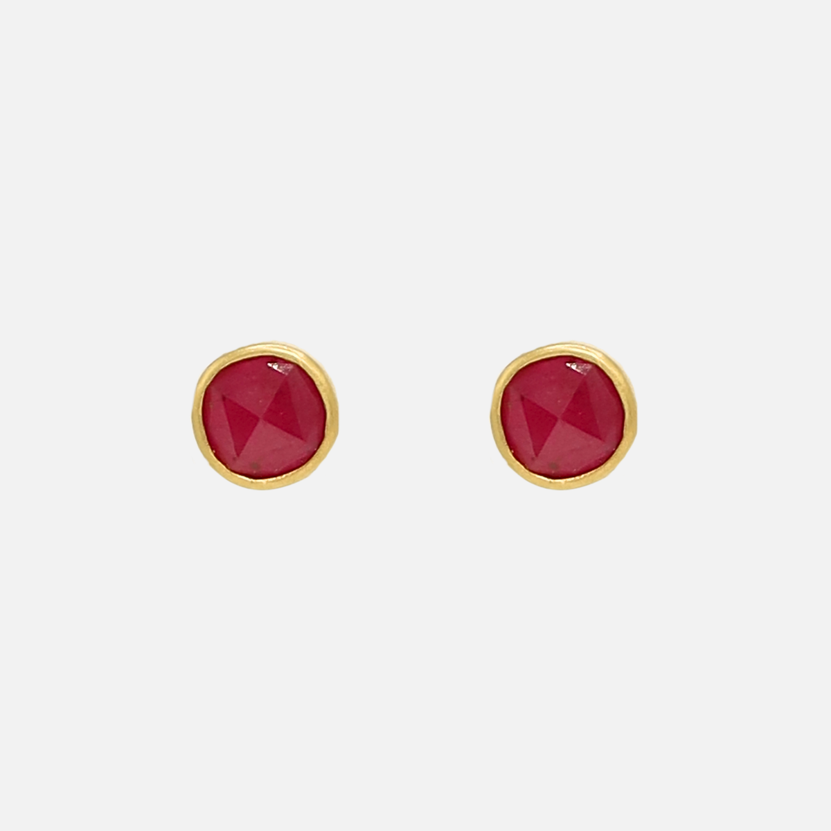 Sedona Rose Cut Ruby Studs in 20K Peach Gold- 5mm – Reinstein Ross
