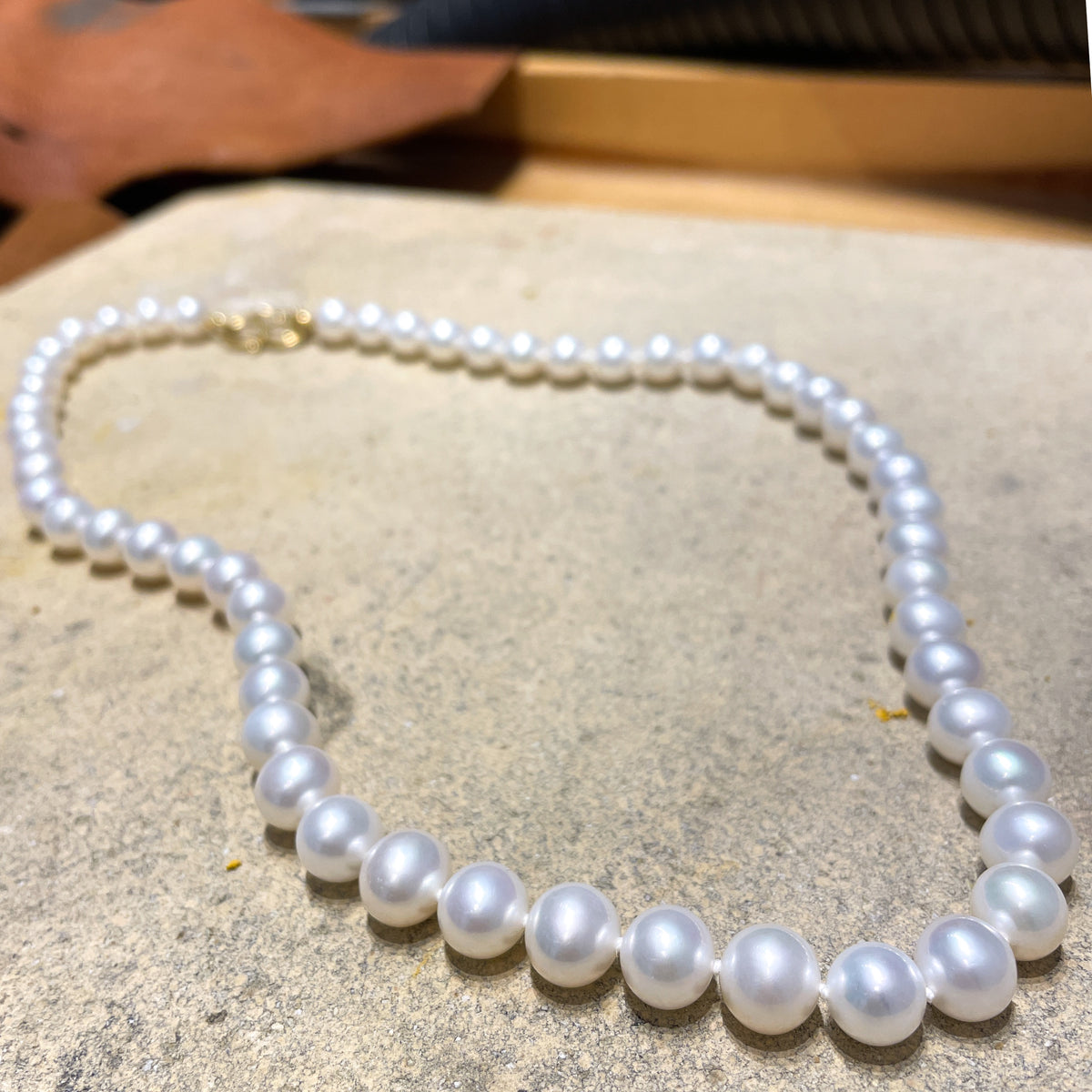 Dyan Strand White Pearl Necklace in 20K Peach Gold- 20" – Reinstein Ross